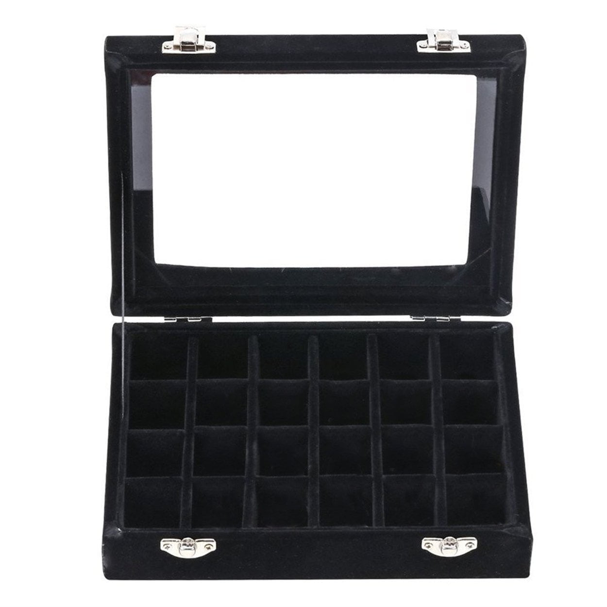 "LANTWOO Small Black Velvet Jewelry Holder, 24 Grid Earring and Ring ...