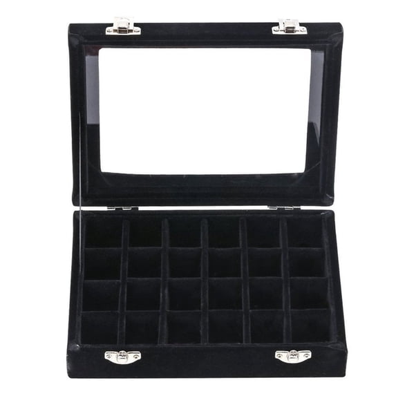 "LANTWOO Small Black Velvet Jewelry Holder, 24 Grid Earring and Ring ...