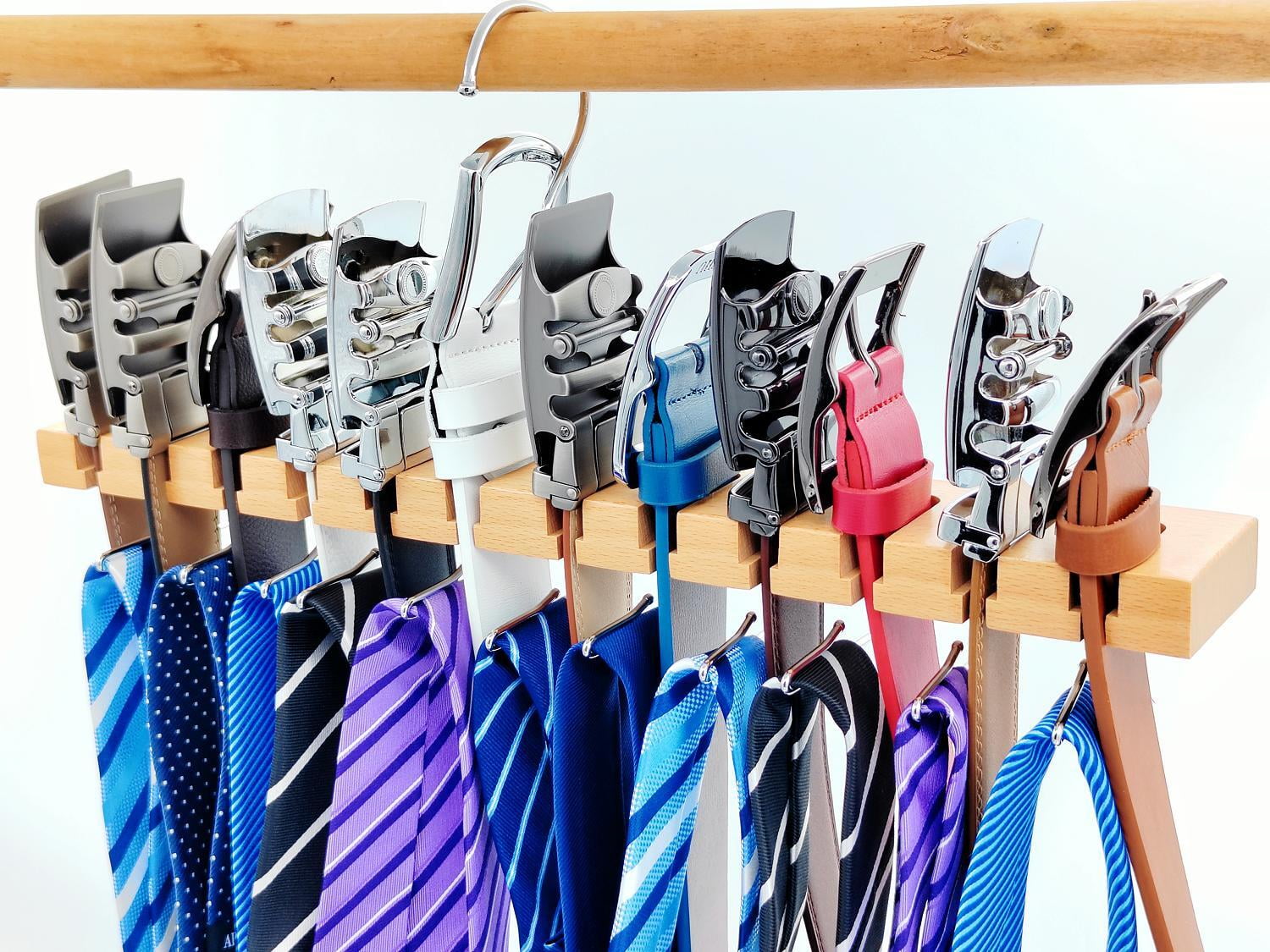 LANTWOO Belt Hanger for Closet Max 60 Belts, 2-in-1 Wall Mount Belt ...