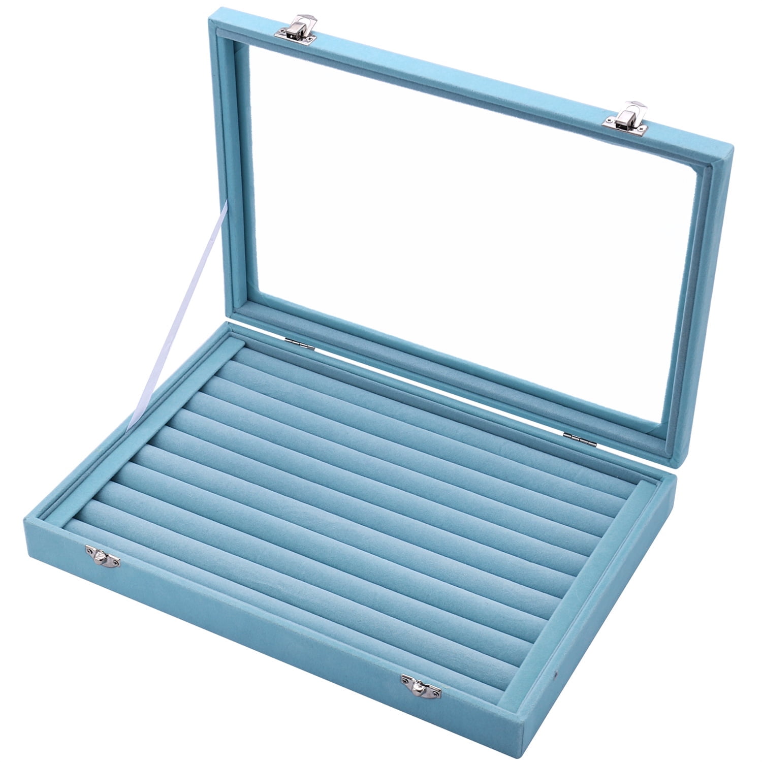 LANTWOO Velvet Glass Ring Organizer Jewelry Storage Box for Rings ...