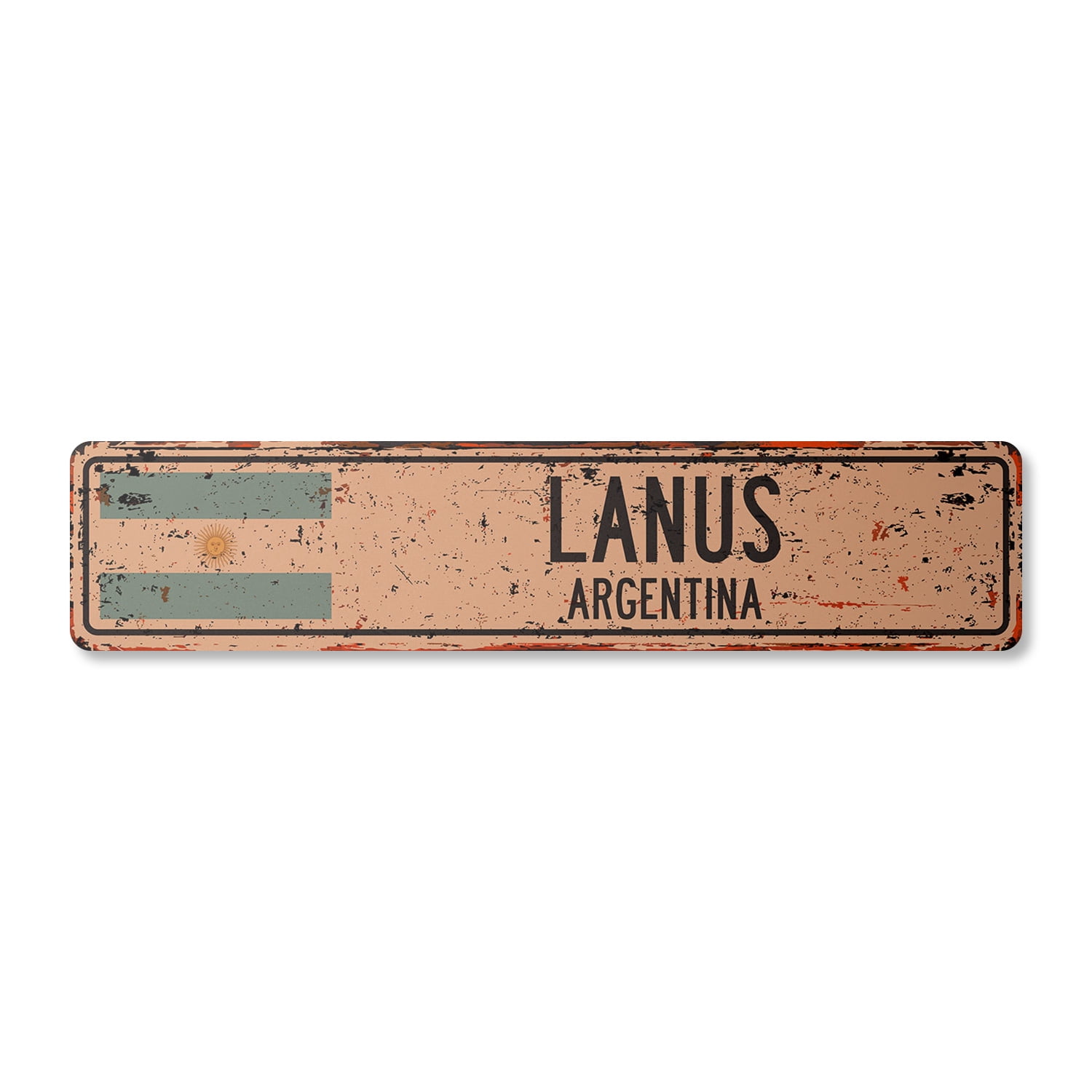 LANUS ARGENTINA Vintage Plastic Street Sign Argentinian flag city ...