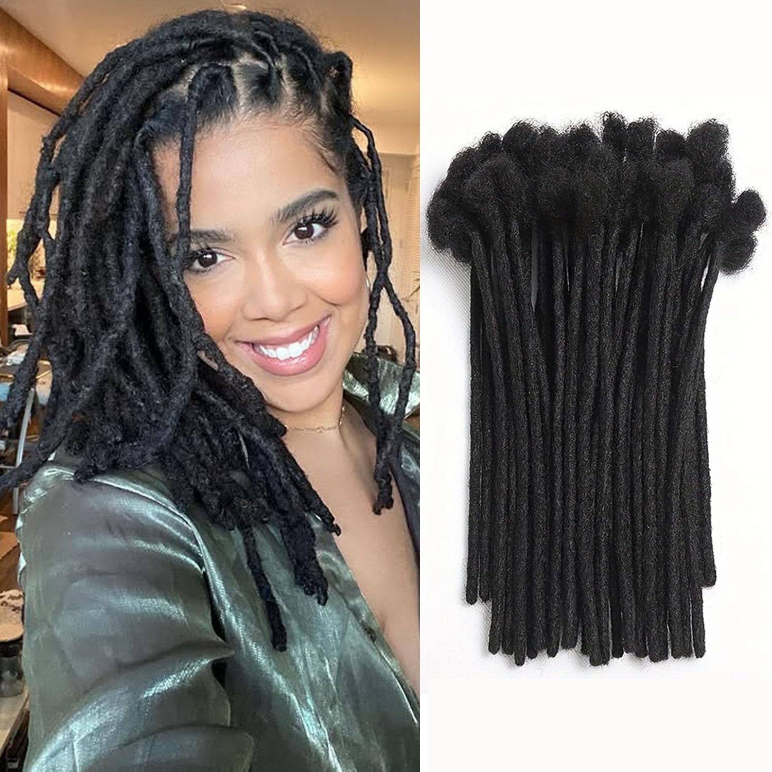 LANWIUKU Loc Extensions Human Hair 14 Inch 30 Strands 0.6cm Width ...