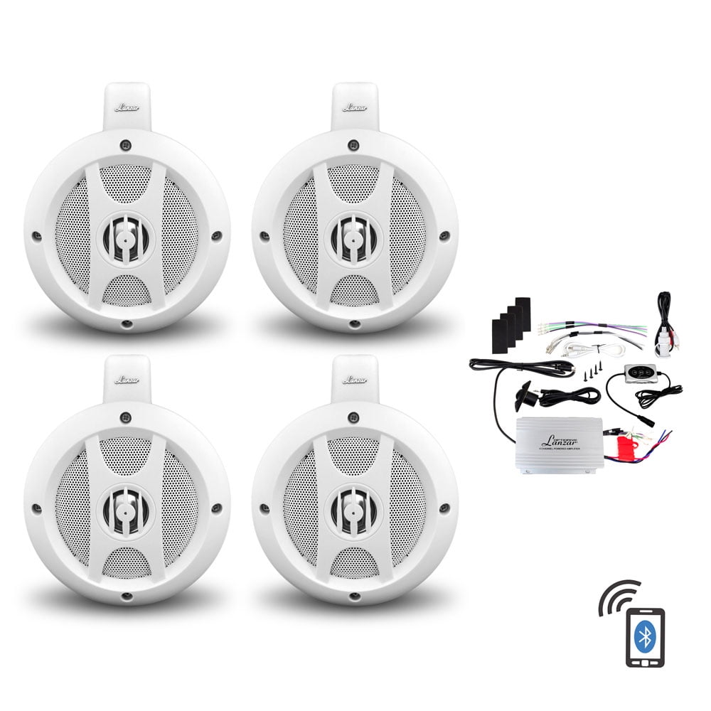 LANZAR OPTIUTVA10B - 4 Channel Quad Waterproof 4” UTV/ATV/Snowmobile ...