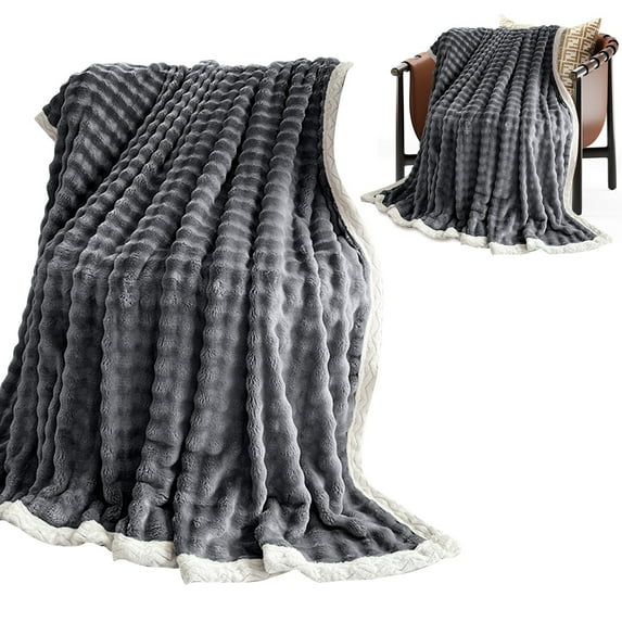 LANpengDZ Bubble Fleece Blanket Casual Winter Sofa Cover Blanket Single ...