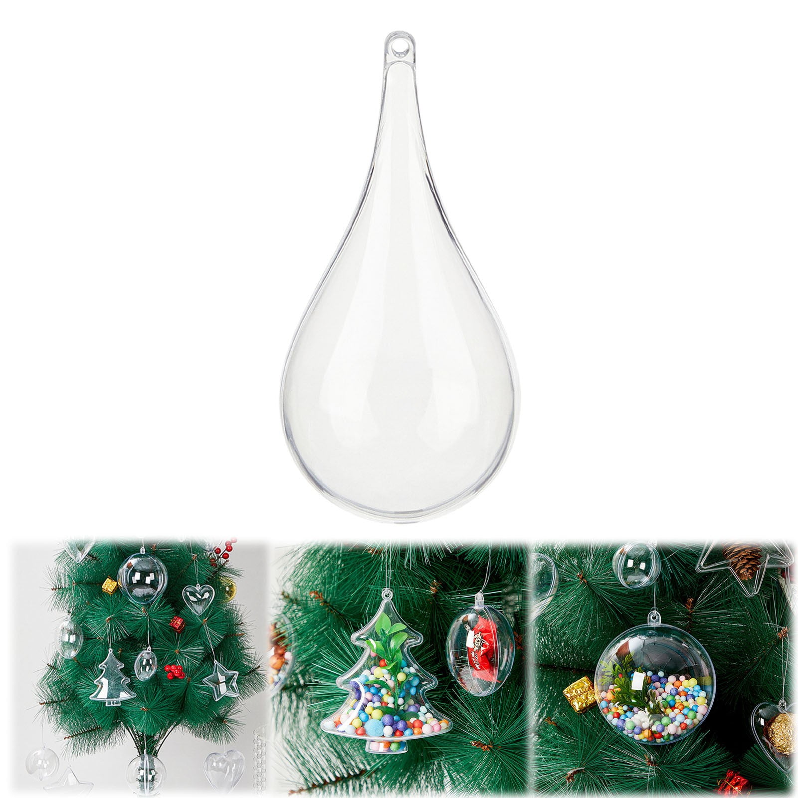 LANpengDZ Christmas With Hole Transparent Drop Shaped Fillable ...