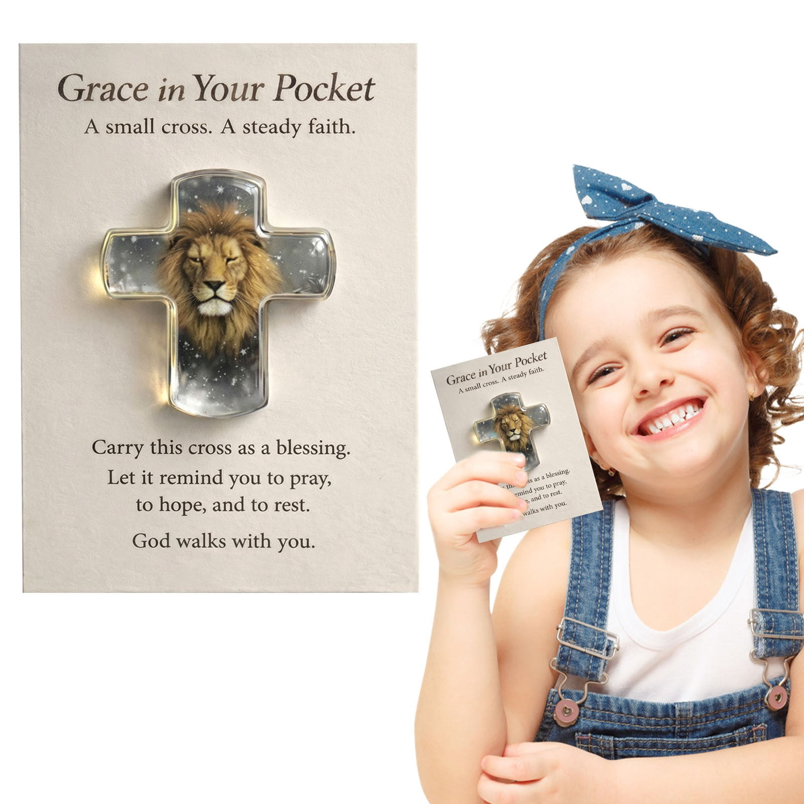LANpengDZ Grace In Your Pocket Lion And Lamb Christian Keepsake ...