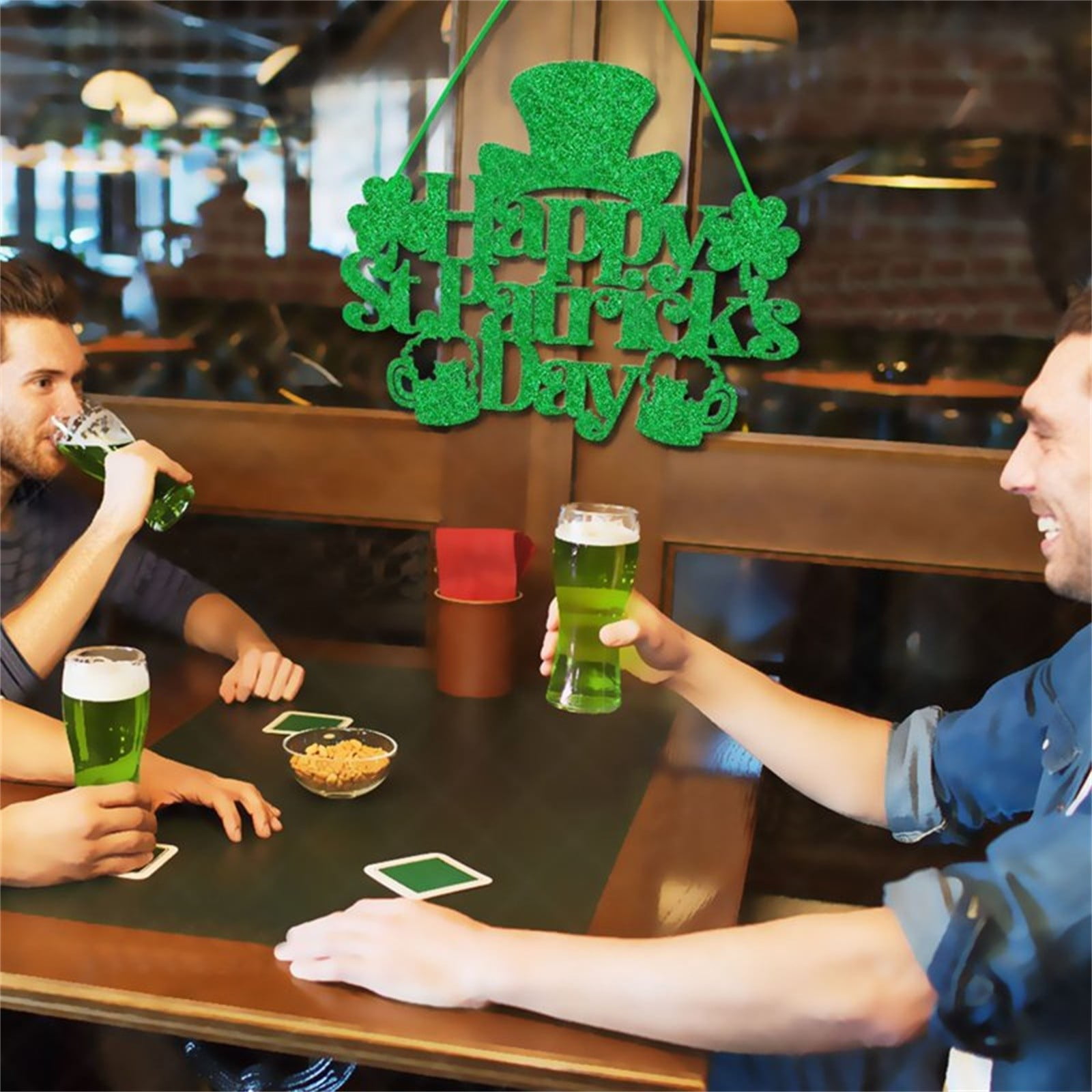 LANpengDZ St Patricks Day Door Decorations Glitter Shamrock Hanging ...