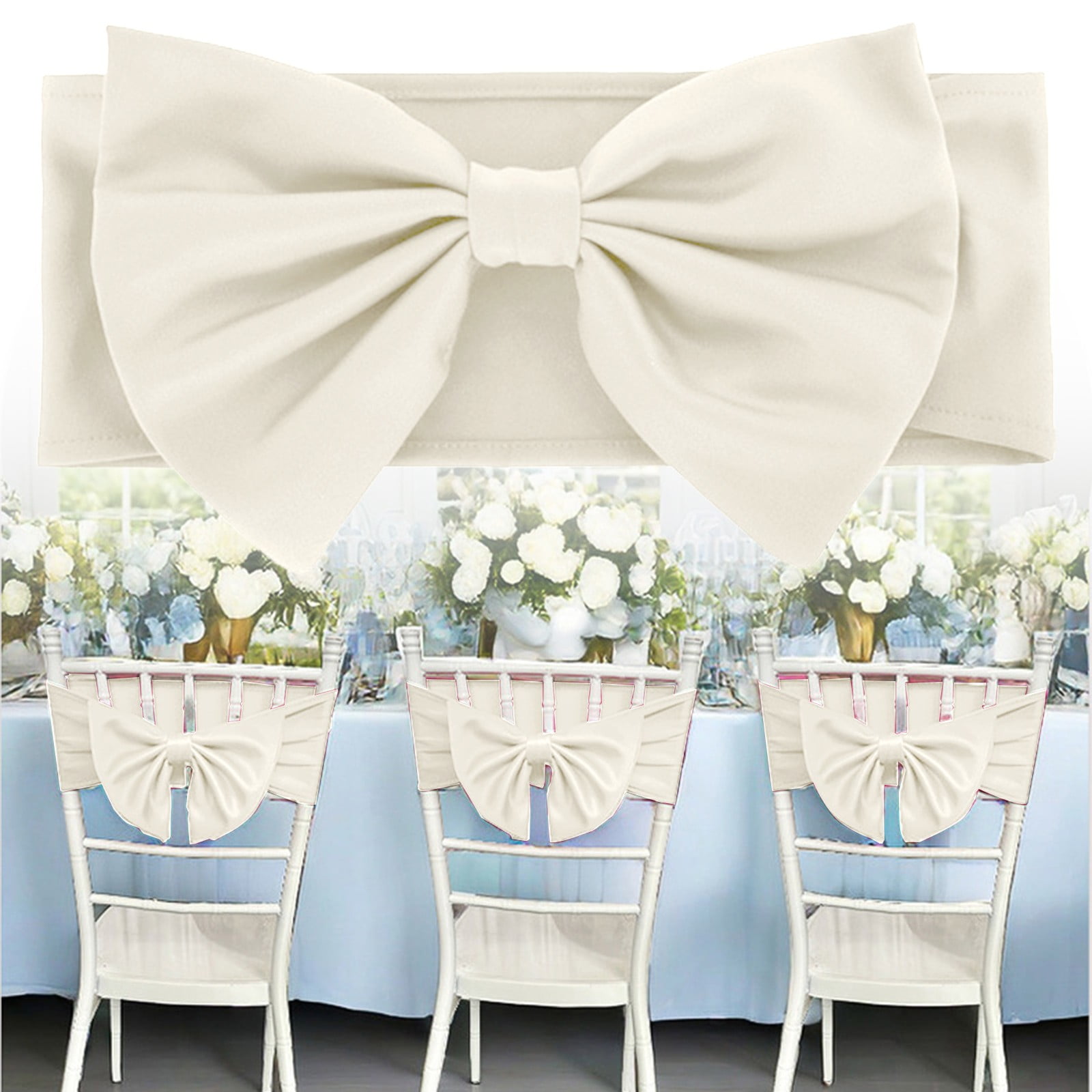 LANpengDZ Wedding Chair Decor Tulle Chair With Bow & Flower For ...