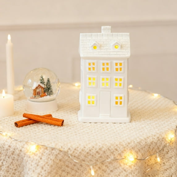 LANpengDZ White Ceramic Christmas Village Houses Christmas Village Sets ...