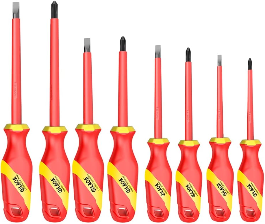 LAOA 1000 VDE Insulated Screwdriver Set, Slotted and Phillips,8-Piece ...