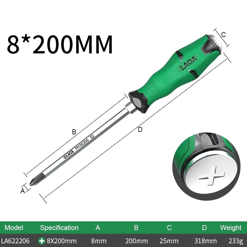 LAOA 1pcs Phillip Screwdriver with Magnetism Slotted Screwdrivers 58HRC ...