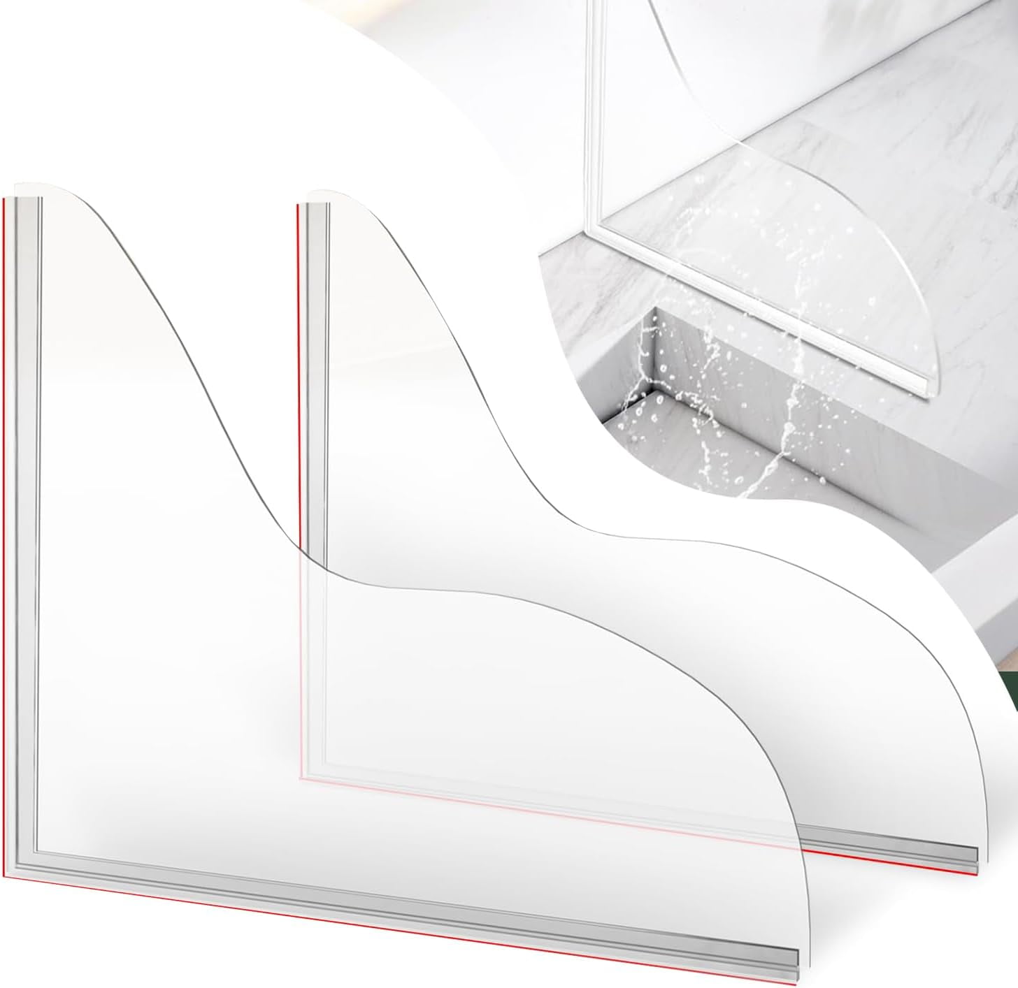 LAOLAO 2 Pack Shower Splash Guard Kit Waterproof Easy Installation ...