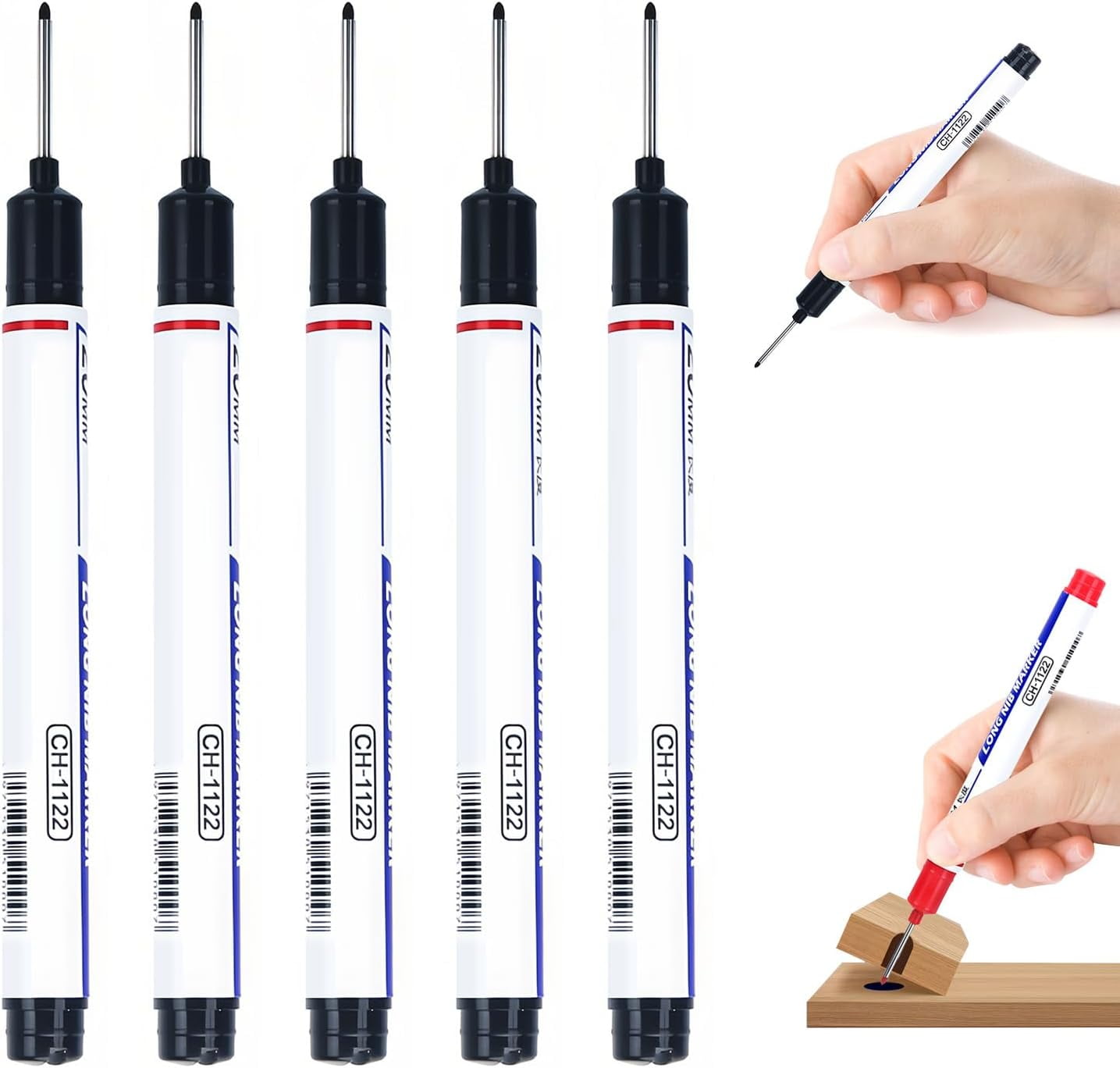 LAOLAO 5 Pcs Long Head Deep Hole Marker Pens,20mm Deep Reach Metal ...