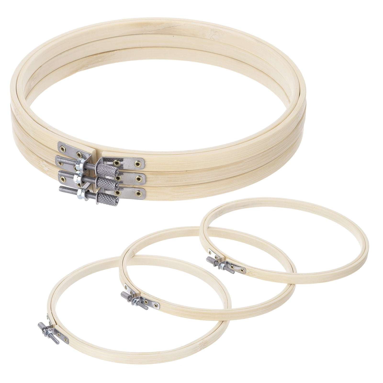 LAOLAO 6 Pieces 7 Inch Embroidery Hoops Adjustable Round Bamboo Circle ...
