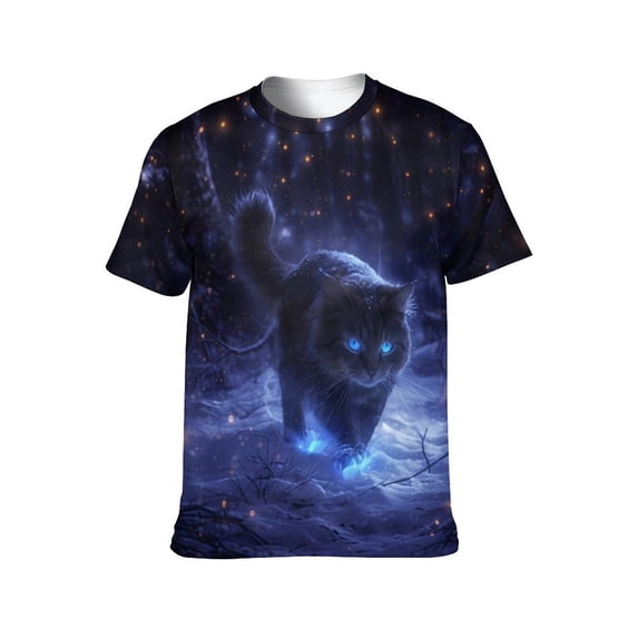 LAOLIUSN 3D All over Print Cat T-Shirt for Men and Women, Galaxy Night ...