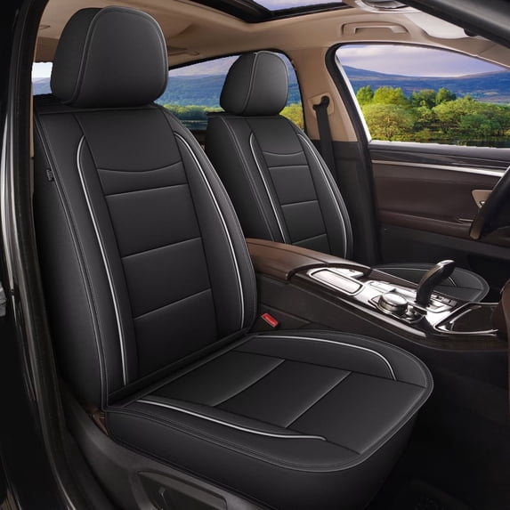 LAONNVIR Car Seat Covers Full Set,Luxury Leather Front and Rear Split ...