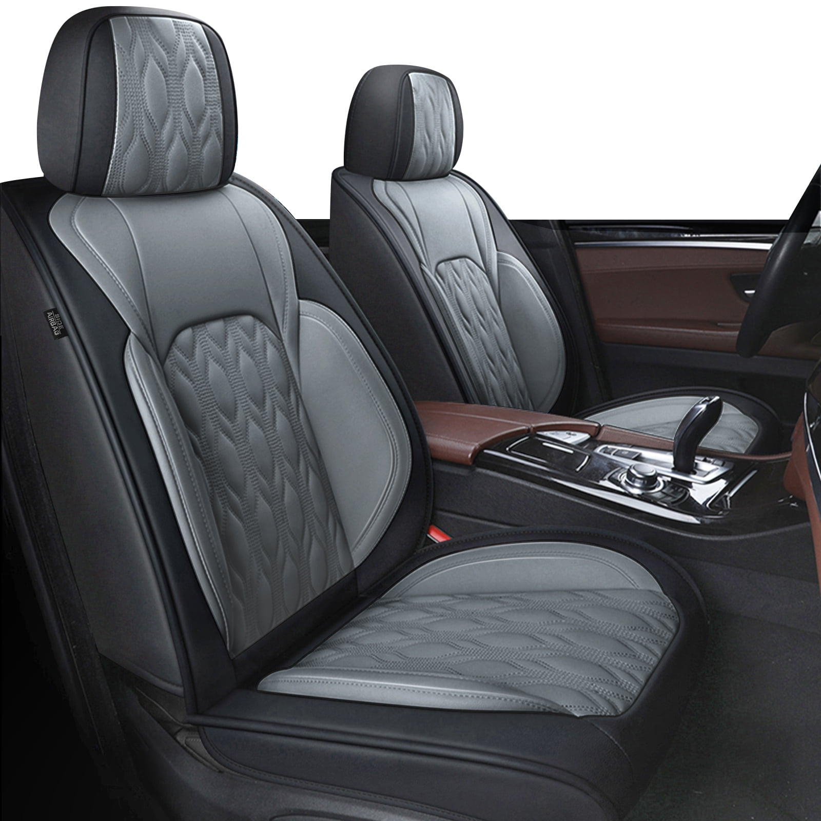 LAONNVIR Full Set Car Seat Covers,Premium Leather Driver Passenger Seat ...