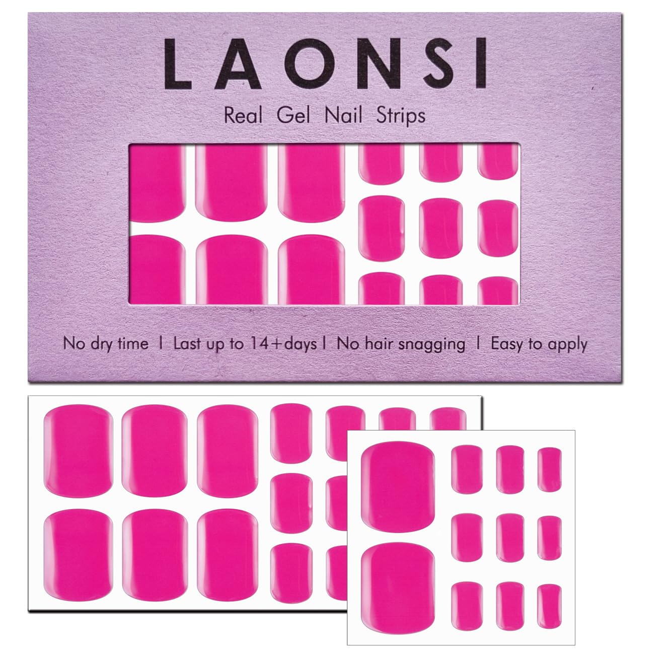 LAONSI Sweet Hug, Real Gel Pedi Strips, Fully Cured & No UV Lamp, 8 ...
