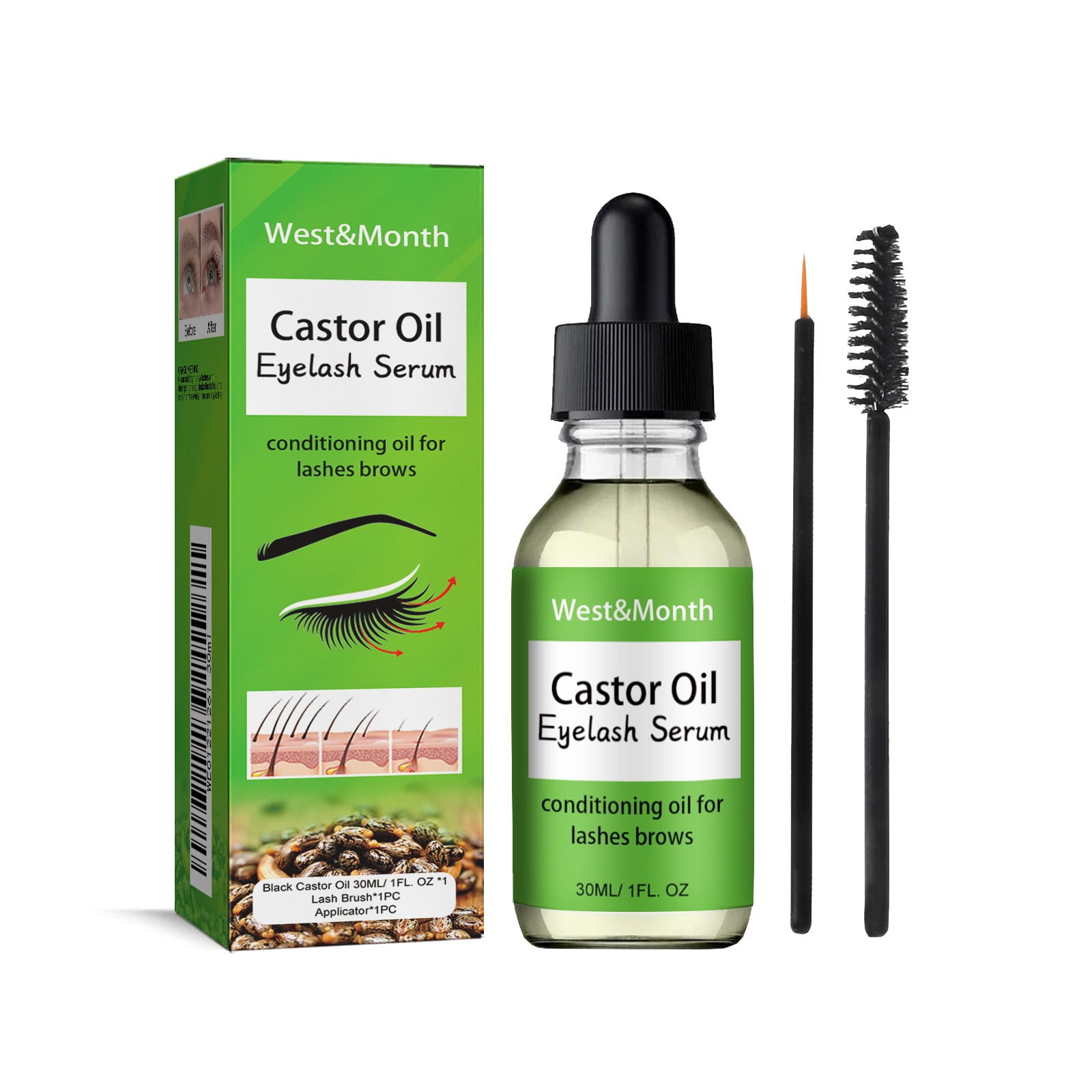 LAOSR West&Month Castor Oil Eyelash Serum Natural Conditioning Oil For ...