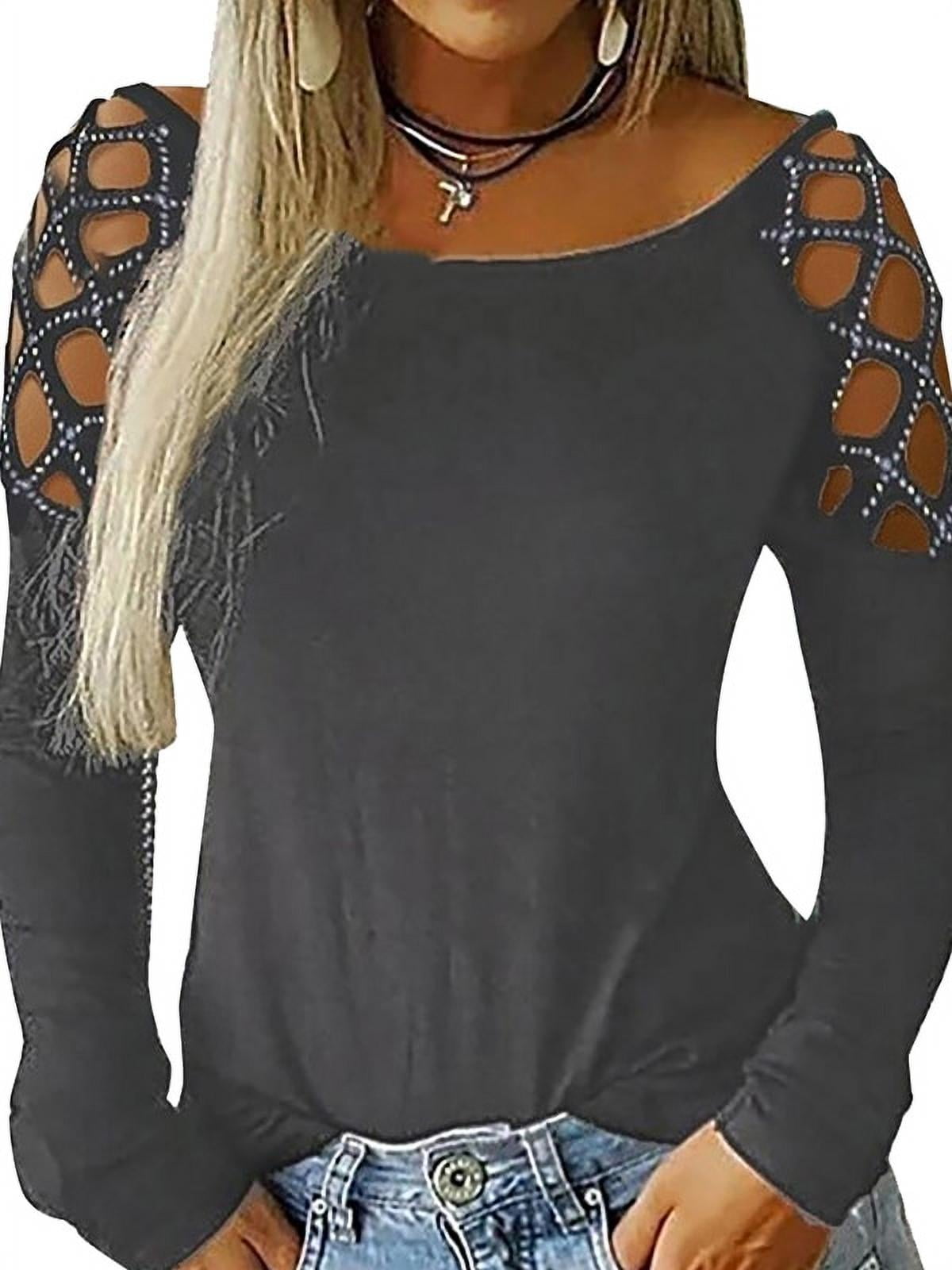 LAPA Women's Hollowed Out Shoulder Criss Cross Blouse Tops - Walmart.com