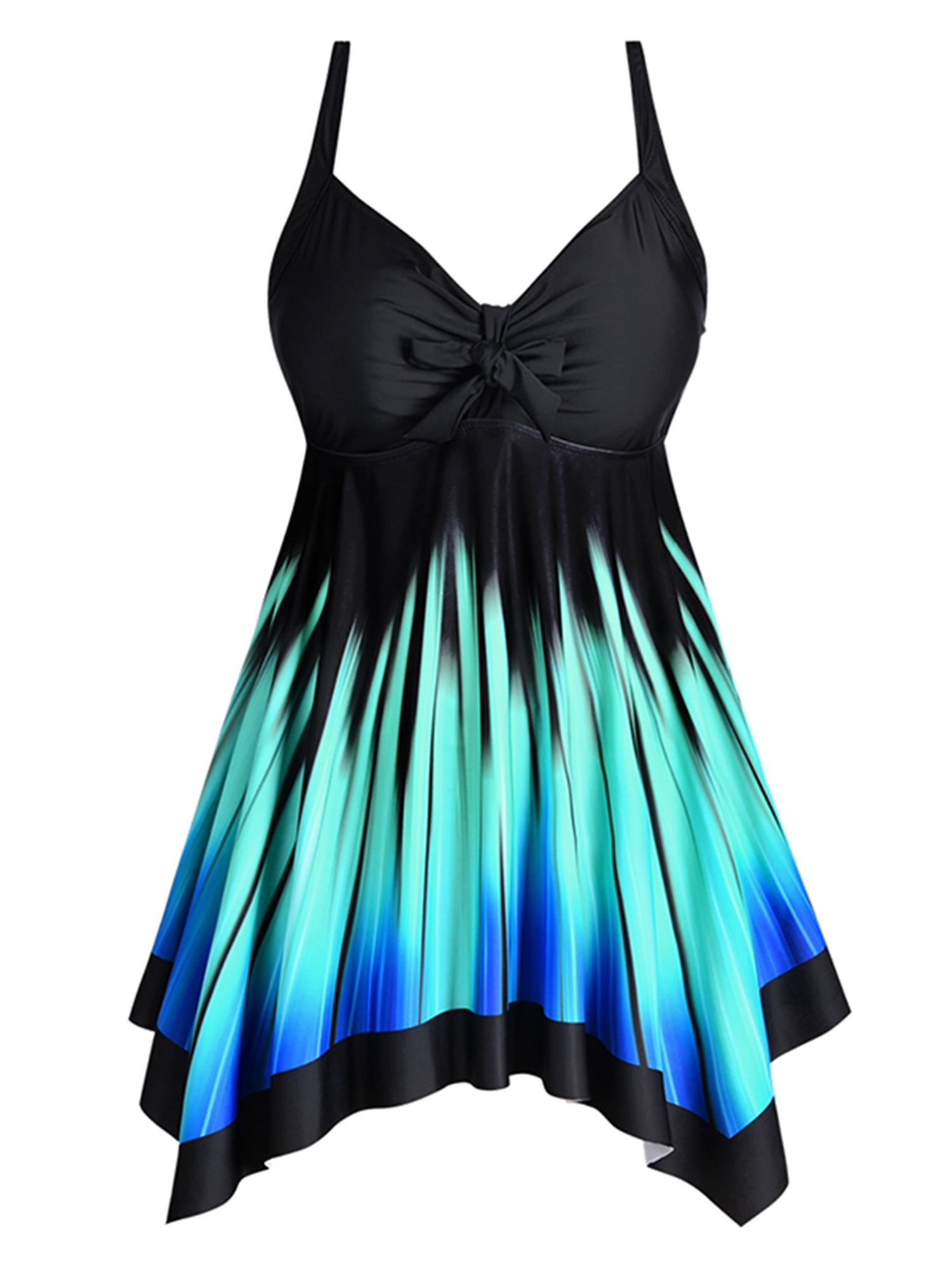 LAPA Women's Plus Size Sexy Irregular Gradient Color Tankini Swimsuit ...