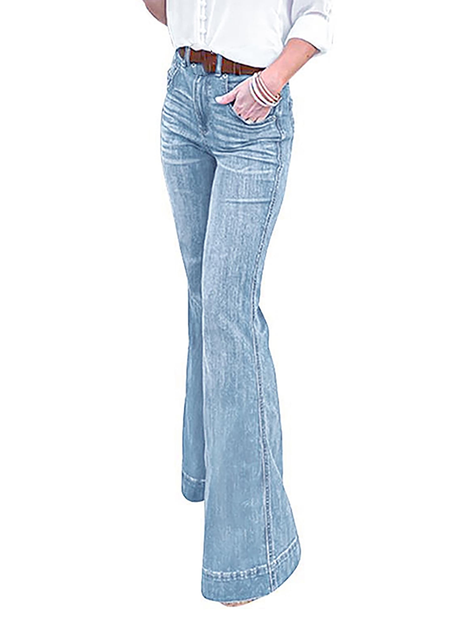 LAPA Womens Jeans Denim Flared Pants Wide Leg Trousers - Walmart.com