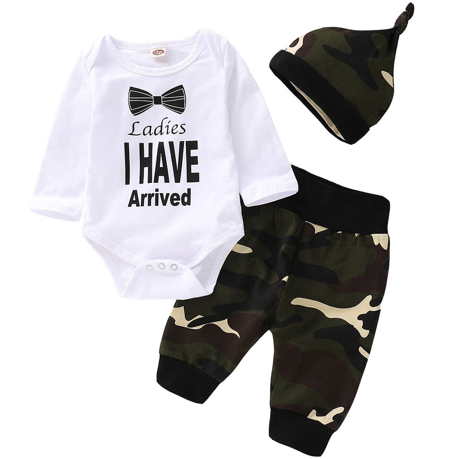 LAPAKIDS Baby Boy Infant Newborn Romper Tops Pants Hat Clothes Set Outfits 9-12 Months - Walmart.com