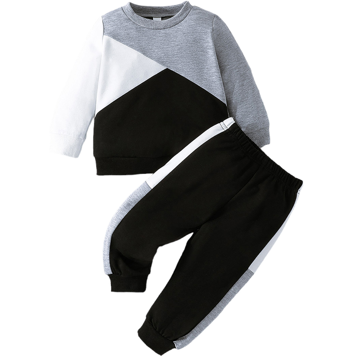 LAPAKIDS Toddler Boy Clothes Trendy Color Contrast Sweatshirt Outfits 3 ...