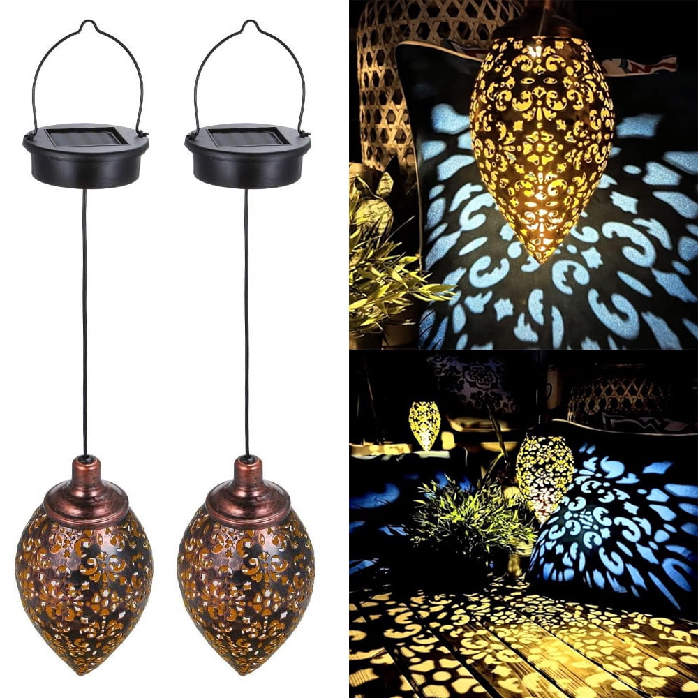 LAPAMAX Outdoor Hanging Solar Lights Auto on-off LED Moroccan Hollow ...