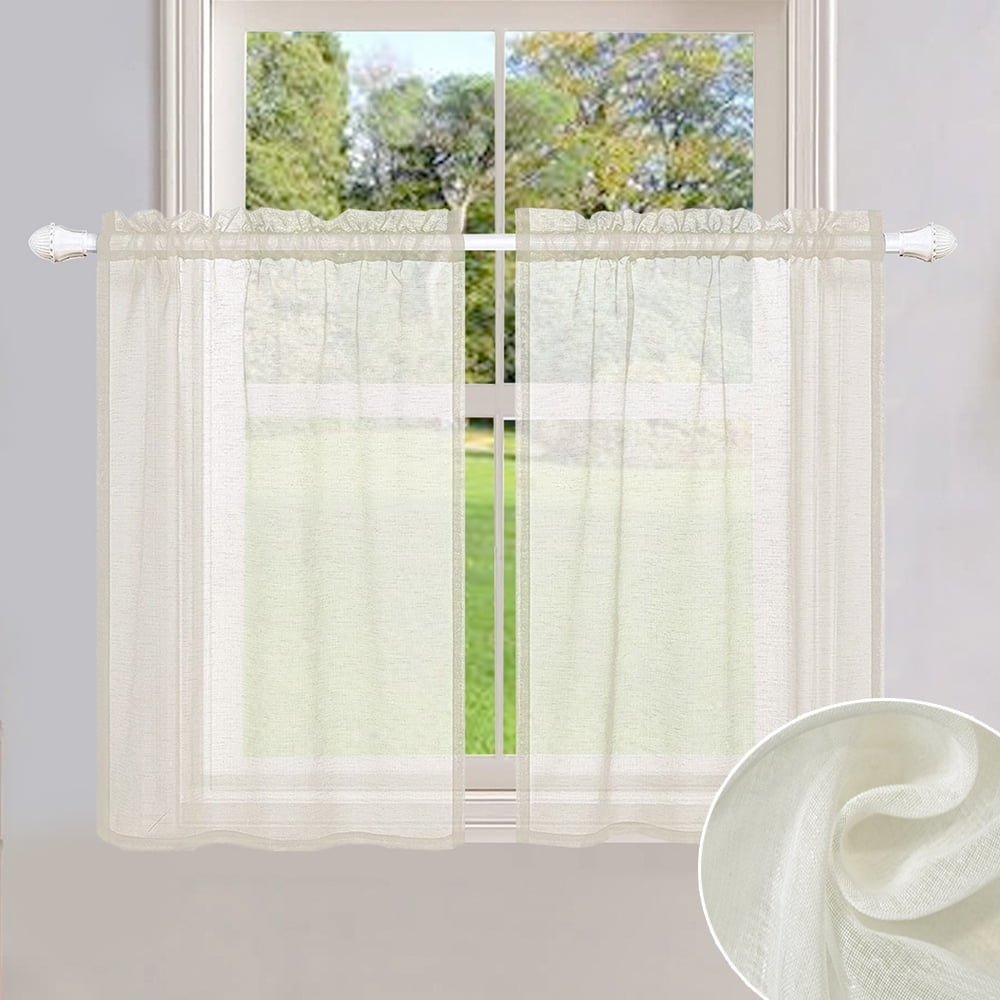 LAPAMAX Short Window Curtains Set for Kitchen Living Room 2 Panels Rod ...