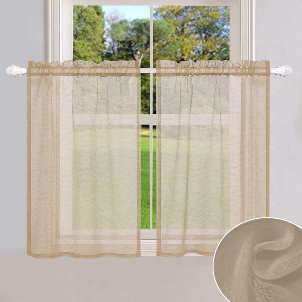 LAPAMAX Short Window Curtains Set for Kitchen Living Room 2 Panels Rod ...
