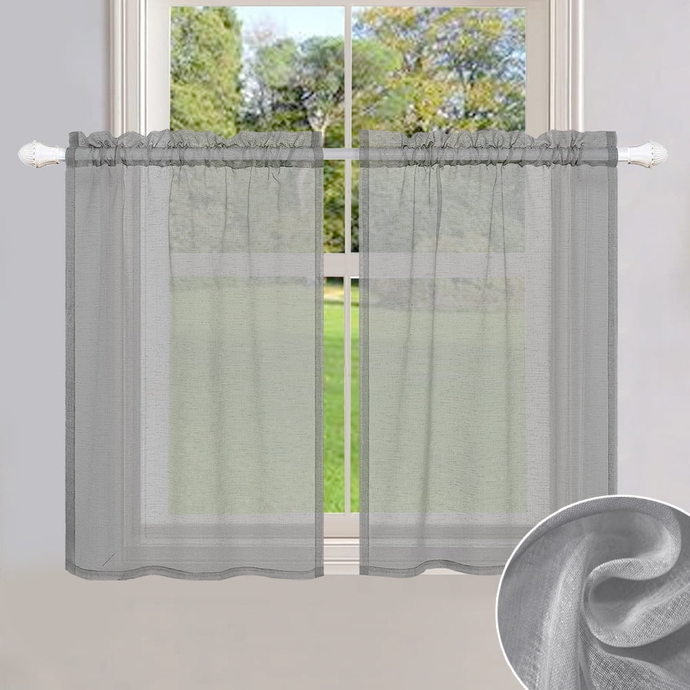 LAPAMAX Short Window Curtains Set for Kitchen Living Room 2 Panels Rod ...