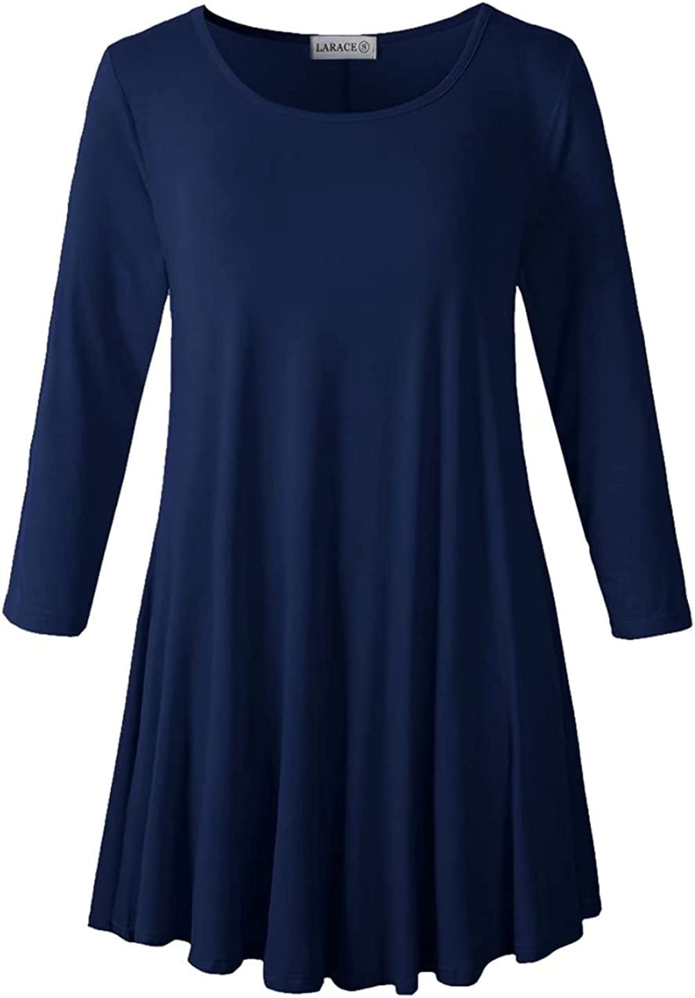 Larace 3 4 Sleeve Shirts For Women Plus Size Tunic Dressy Top Loose Fit