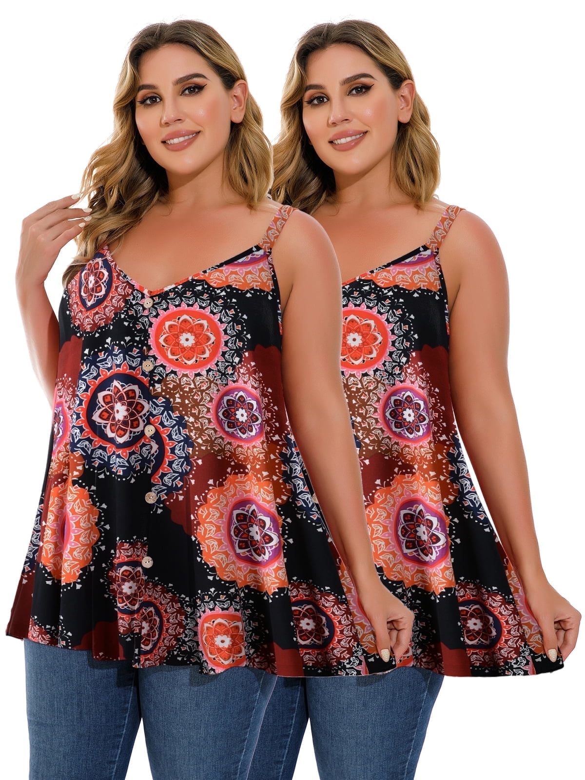 LARACE Camisole Tank Tops for Women V Neck T Shirts Plus Size Tunic ...