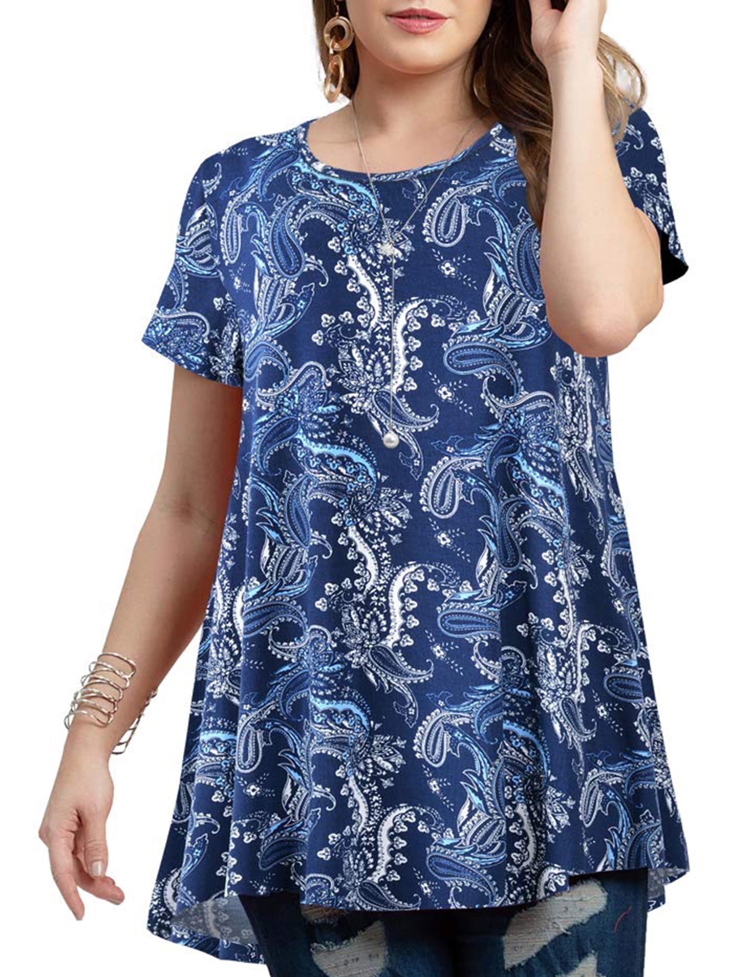 LARACE Super Soft Cool Plus Size Blouse, Short Sleeve Casual Tunic Top ...