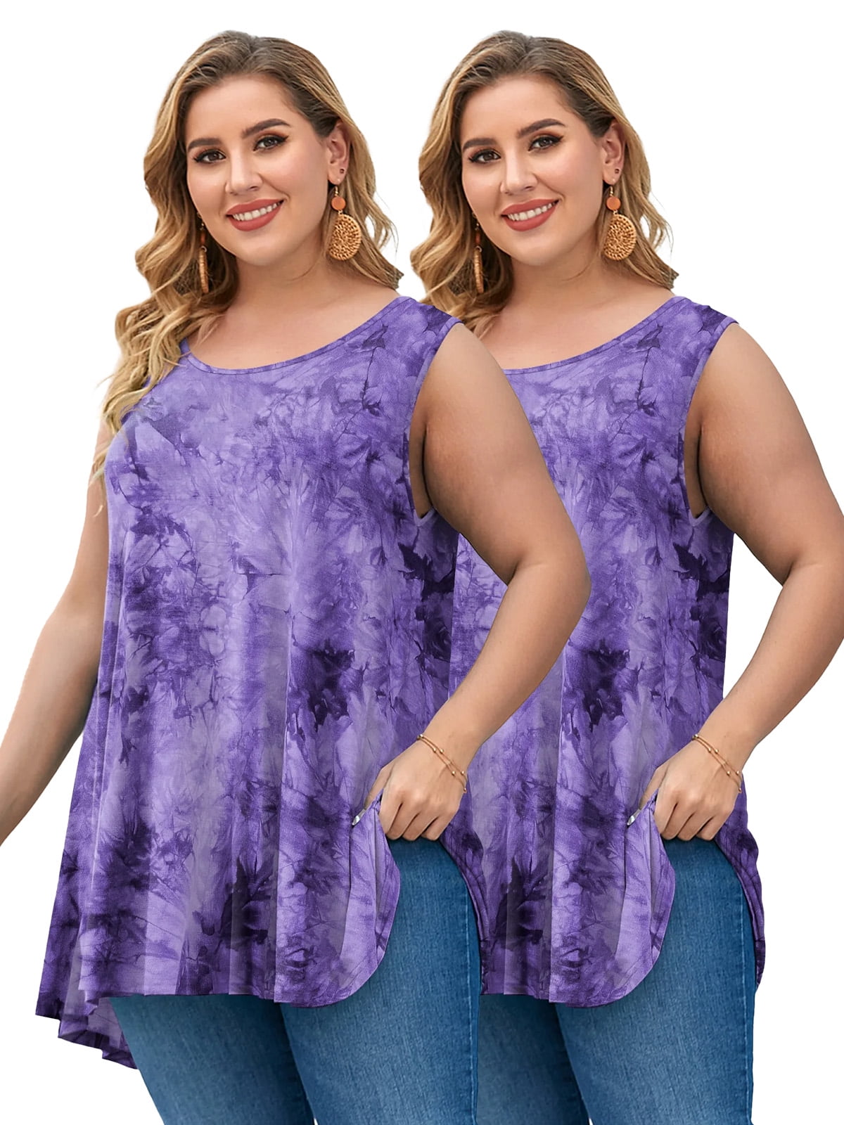 LARACE Plus Size Tank Tops for Women Sleevelss Tunic Casual Summer ...