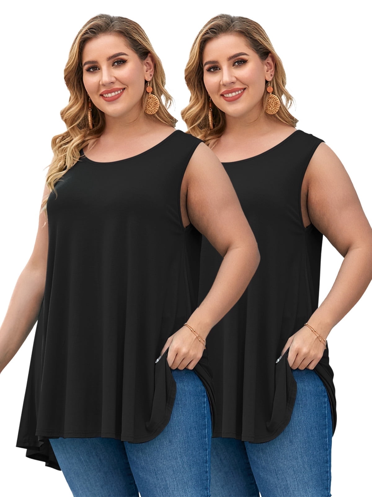 LARACE Plus Size Tank Tops for Women Sleevelss Tunic Casual Summer ...