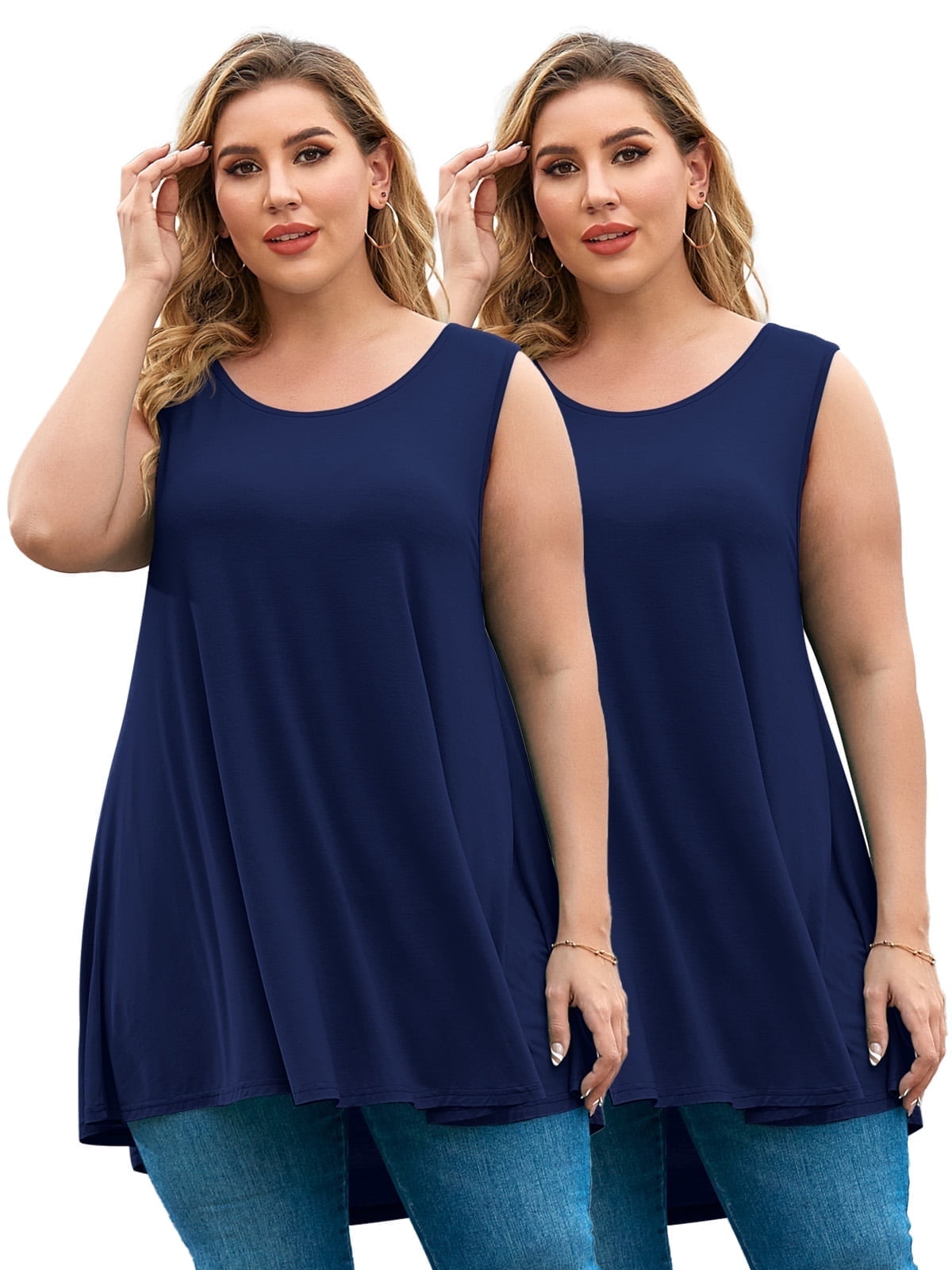 LARACE Plus Size Tank Tops for Women Sleevelss Tunic Casual Summer ...