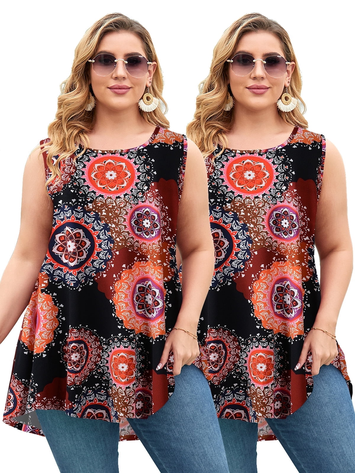 LARACE Plus Size Tank Tops for Women Sleevelss Tunic Casual Summer ...