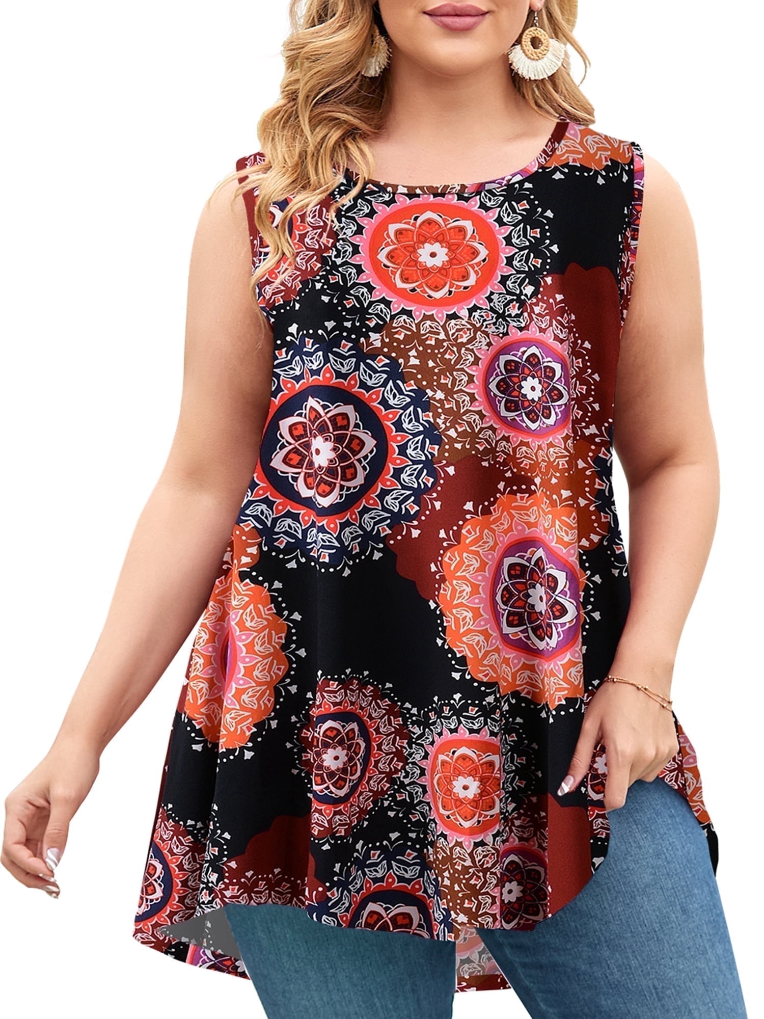 LARACE Plus Size Tank Tops, Sleeveless Tunic, Casual Summer Clothes ...