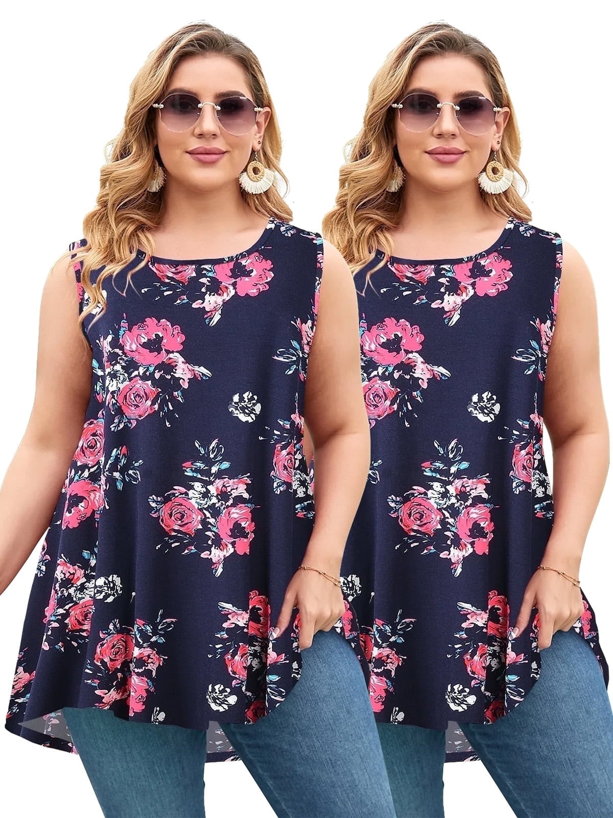 LARACE Plus Size Tank Tops for Women Sleevelss Tunic Casual Summer ...