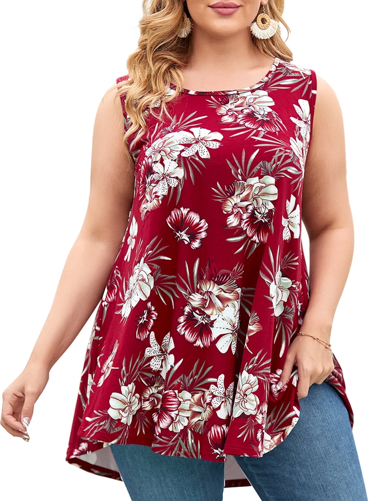 LARACE Sleeveless Plus Size Tank Tops, Casual Summer Swing Shirts for ...