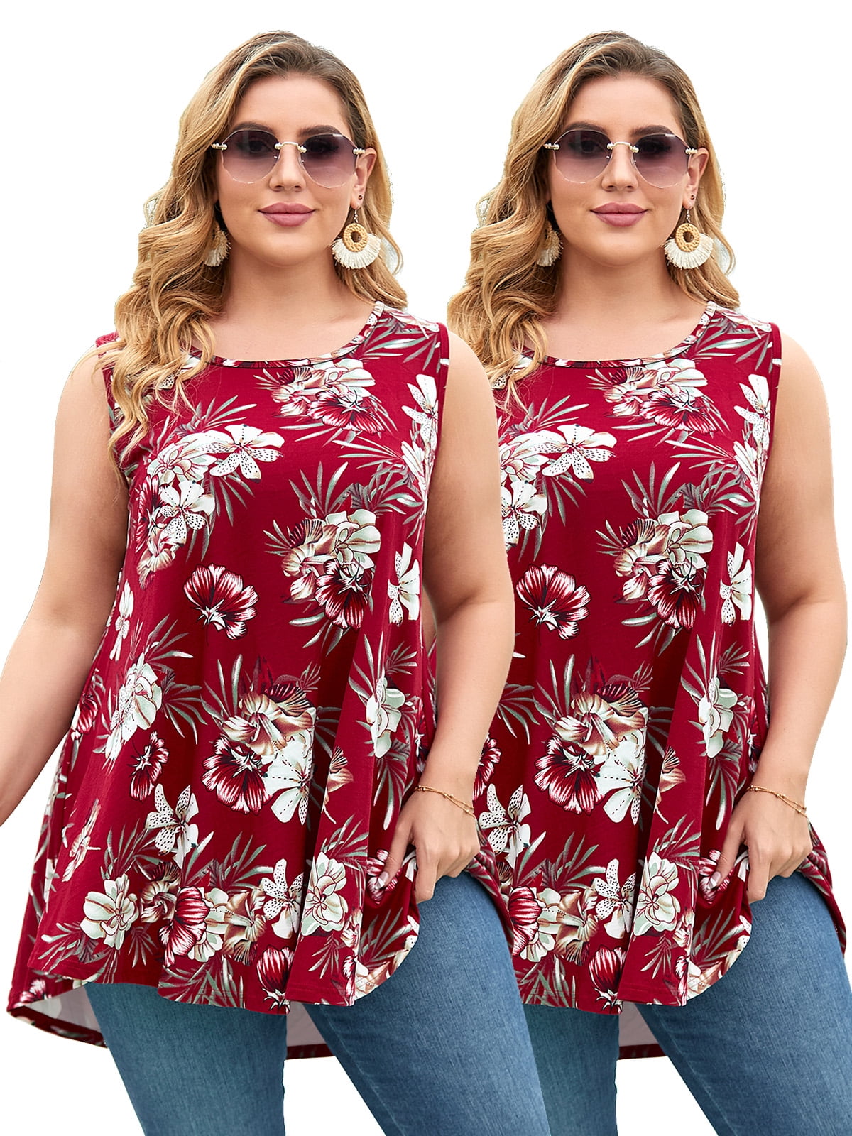 LARACE Plus Size Tank Tops for Women Sleevelss Tunic Casual Summer ...