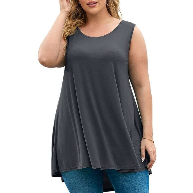 LARACE Plus Size Tank Tops for Women Sleevelss Tunic Casual Summer ...