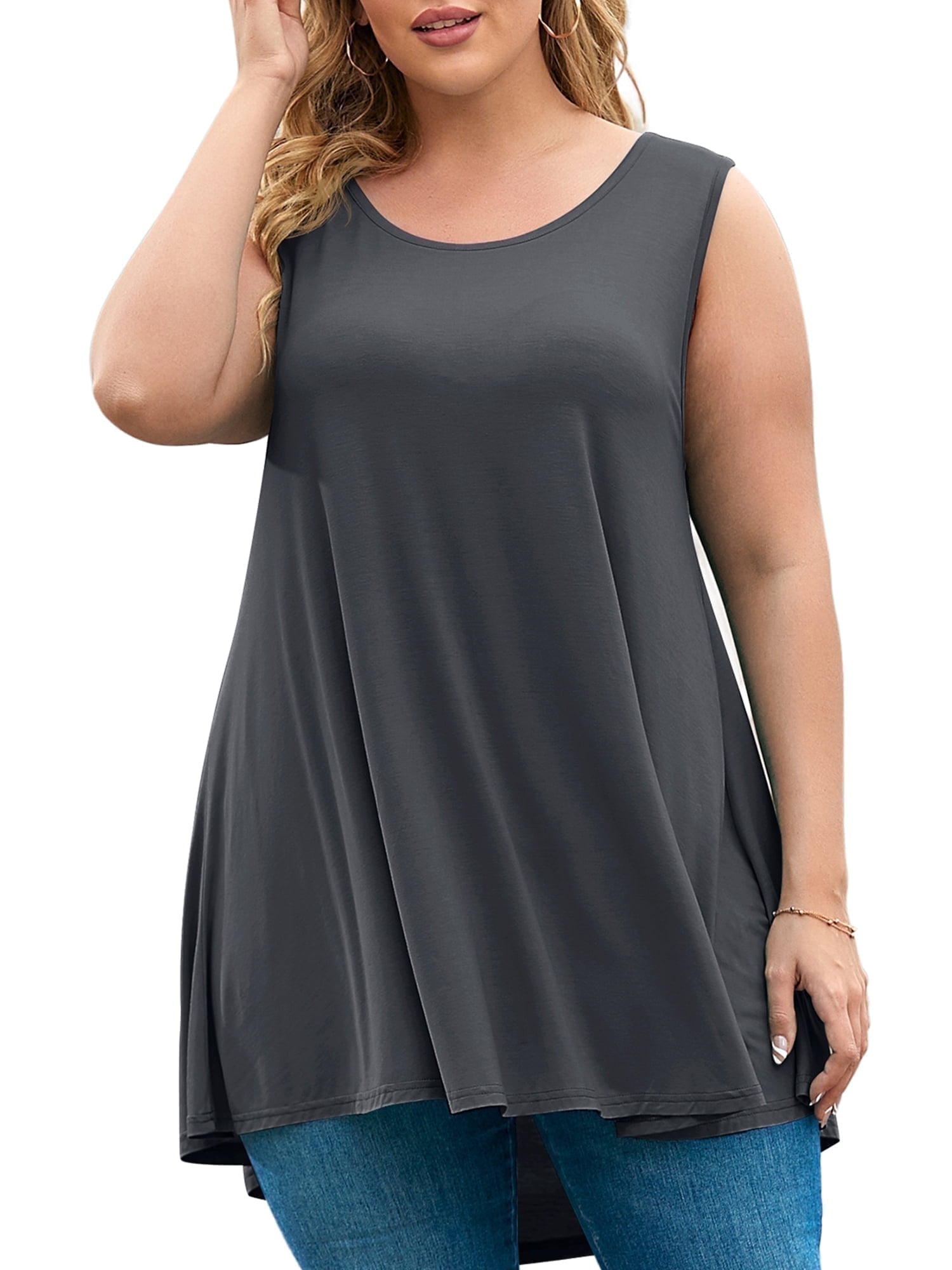 LARACE Plus Size Sleeveless Tunic Tank Tops, Summer Casual Swing Shirts ...