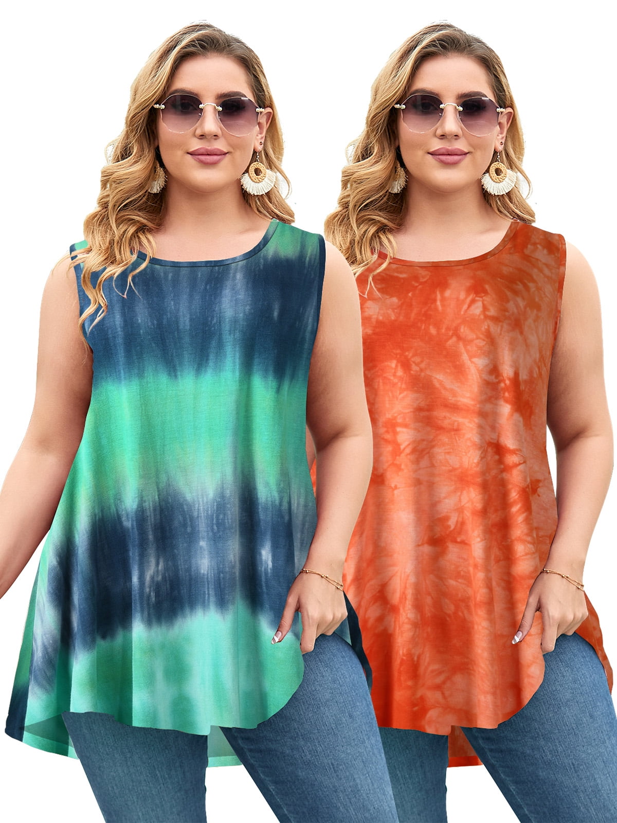 LARACE Plus Size Tank Tops for Women Sleevelss Tunic Casual Summer ...