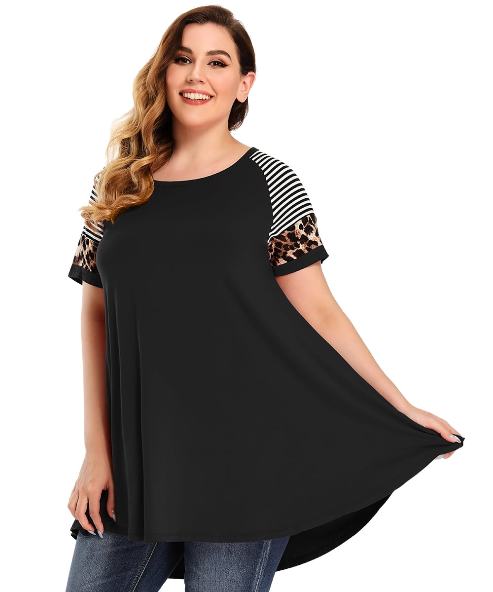 LARACE Plus Size Tunic Top for women Short Sleeve Blouse Clothes Top ...