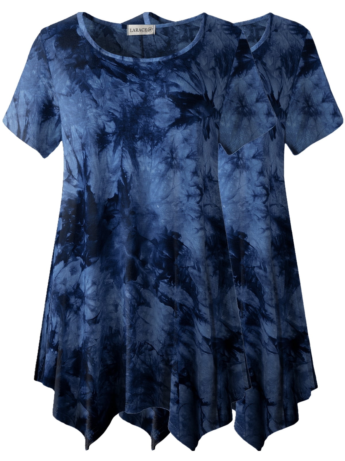 LARACE Plus Size Tunic Tops for Women Pleated Flowy Short Sleeve Shirts ...