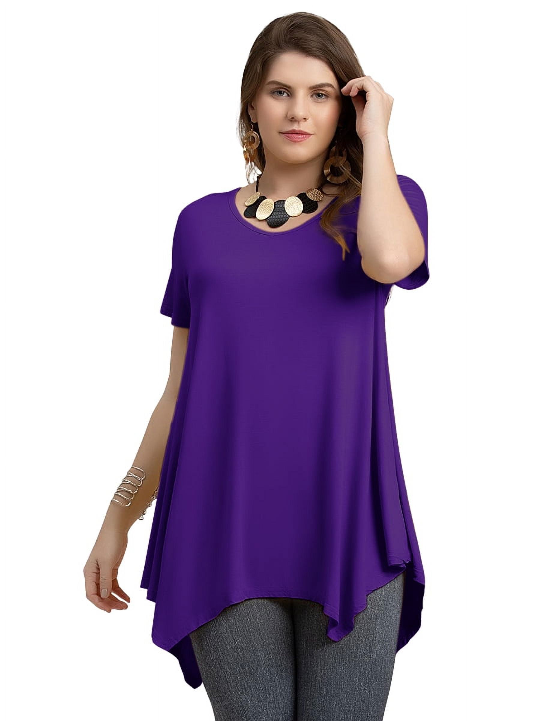 LARACE Women Plus Size Tunic Tops Long Sleeve V Neck Blouse Loose Swing ...