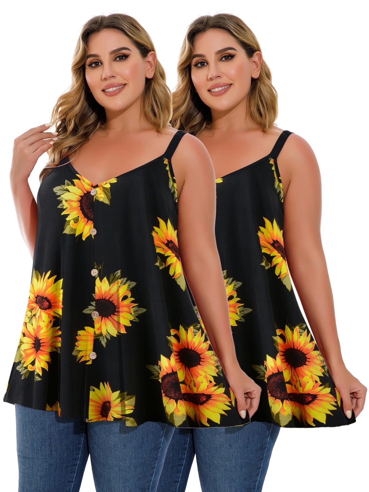 LARACE Spaghetti Strap Tank Tops for Womens V Neck T Shirts Plus Size ...